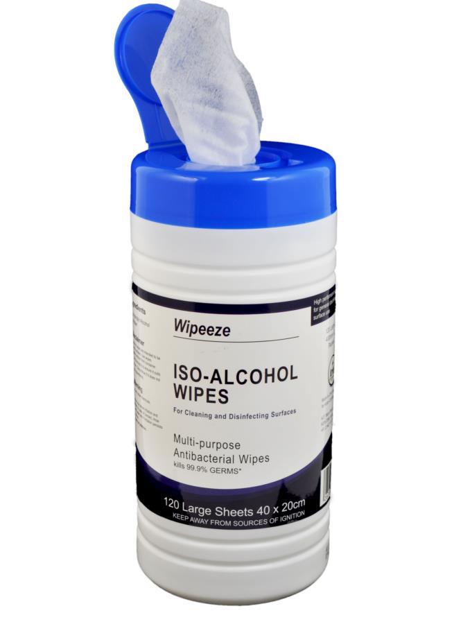 6x Jumbo Wipeeze Iso Alcohol Wipes Antibacterial Multi Purpose